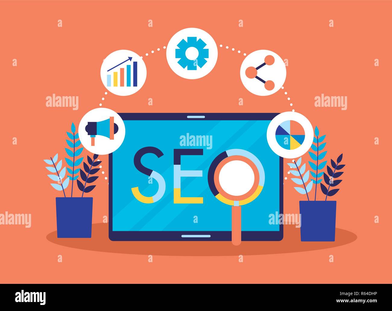 mobile analysis marketing diagram search engine optimization vector illustration Stock Vector ...