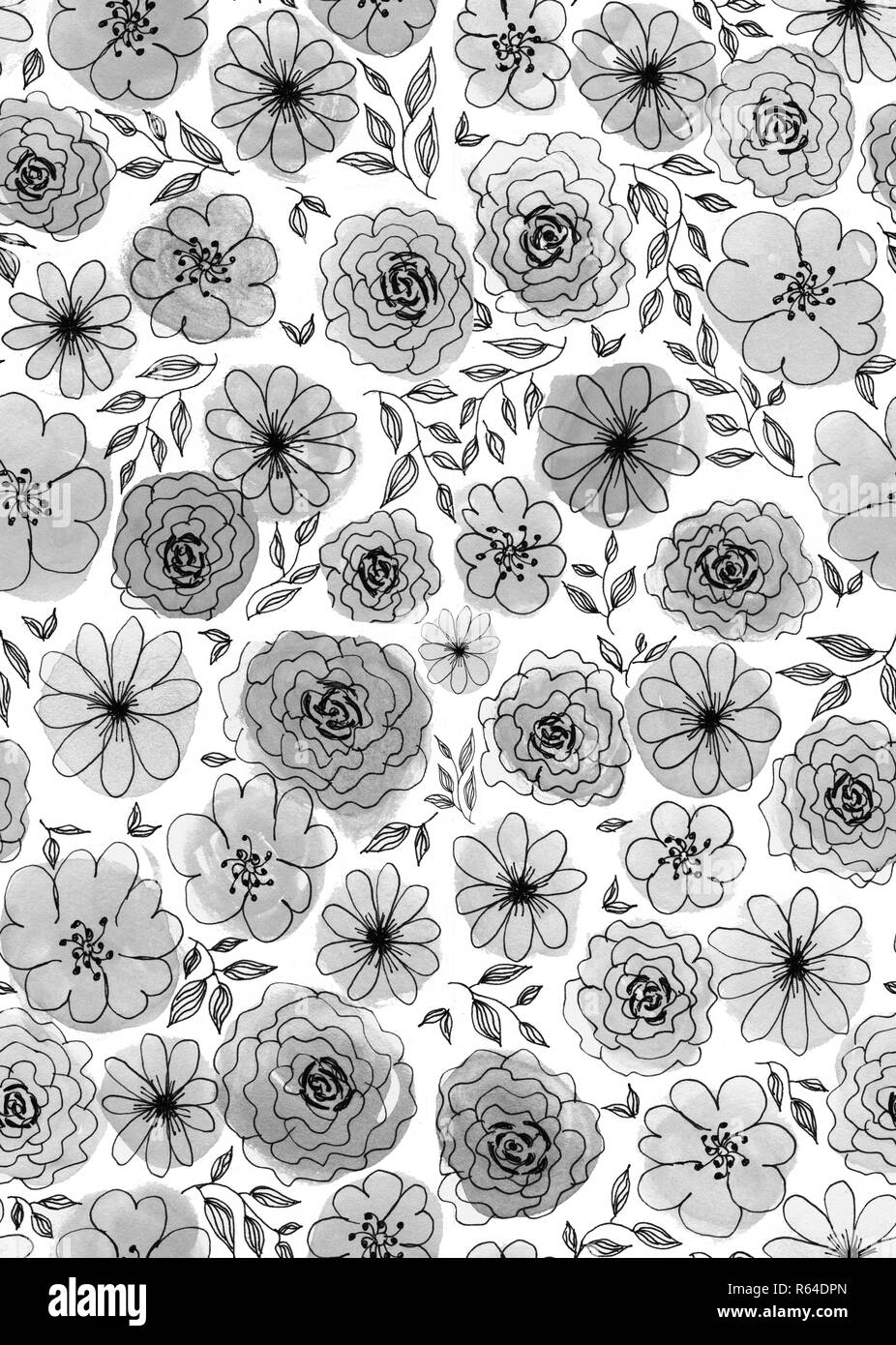 Watercolor hand drawn christmas Black and White Stock Photos & Images ...