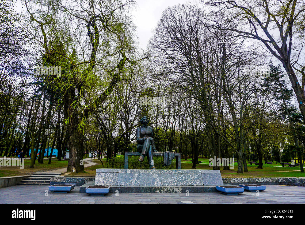Minsk Gorky Park Statue Frontal Common View on a Cloudy Day Stock Photo ...