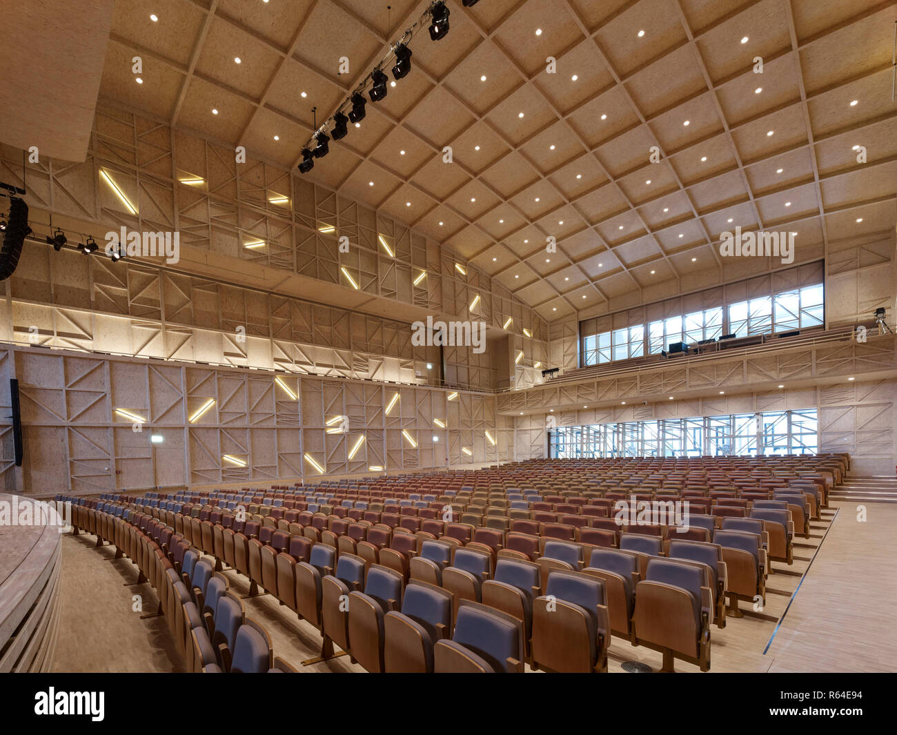 Concert Hall with with window wall to foyer. Auditorium Carnal Hall at ...
