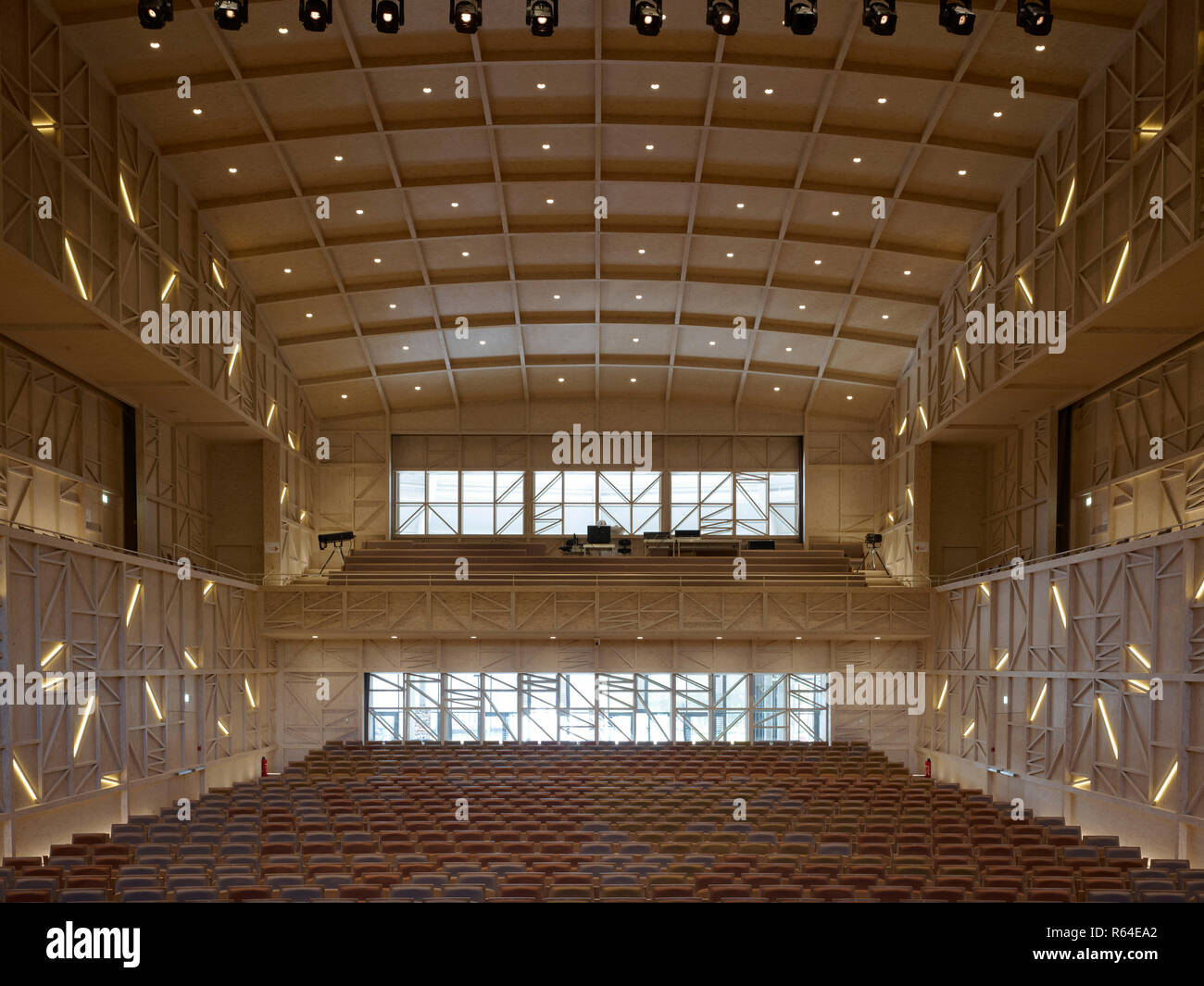 Concert Hall with with window wall to foyer. Auditorium Carnal Hall at ...