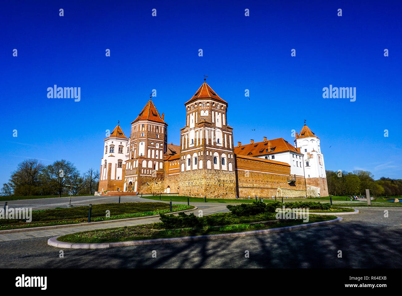 Mir Castle Complex Common Side View with Picturesque Blue Sky ...
