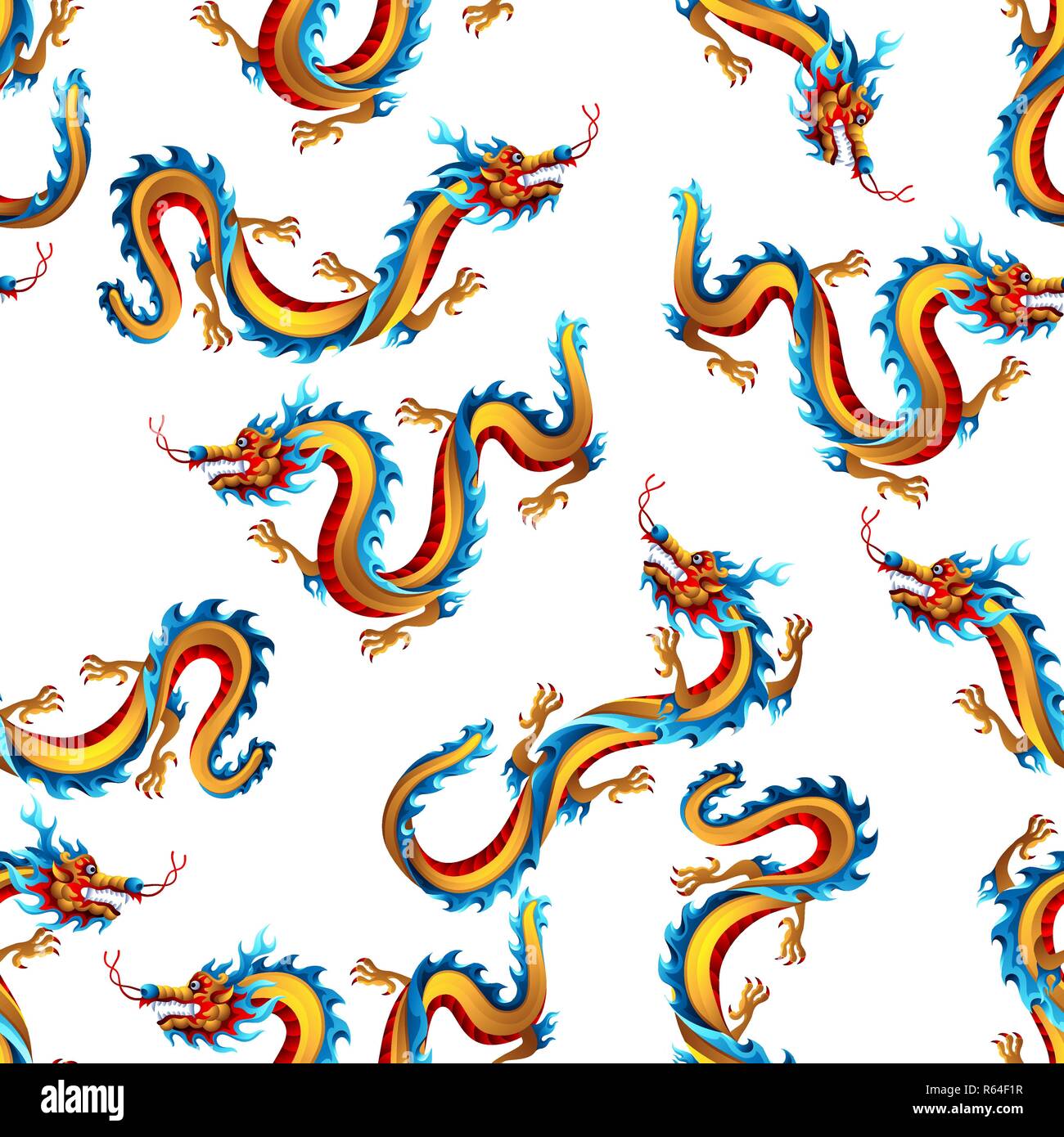 Seamless pattern with Chinese dragons. Traditional China symbol. Asian ...