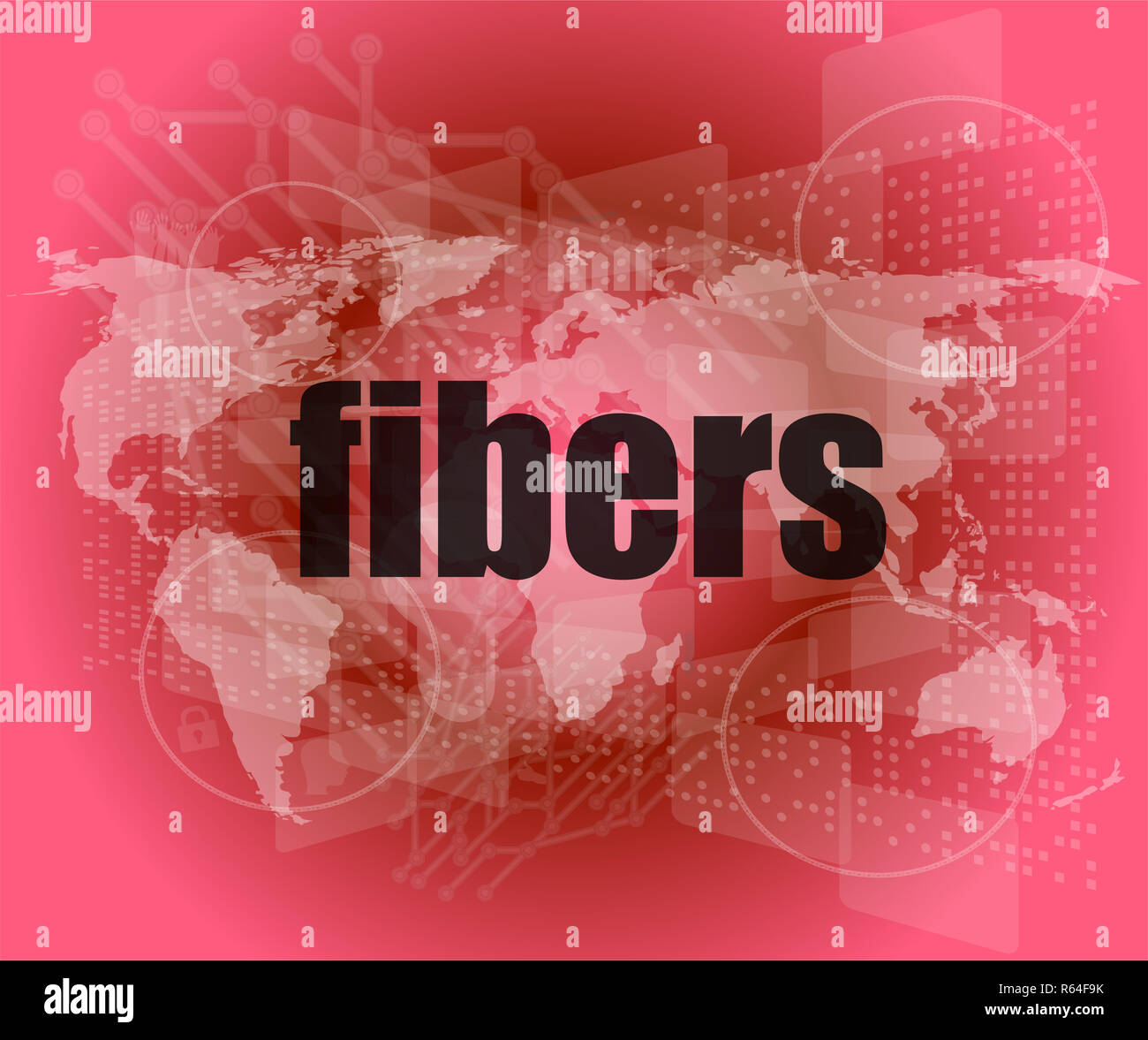 fibers word on digital screen, mission control interface hi technology ...