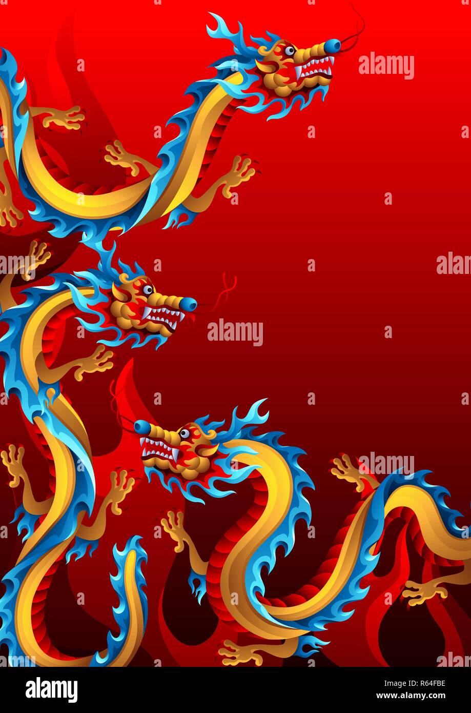 Background with Chinese dragons. Traditional China symbol. Asian ...