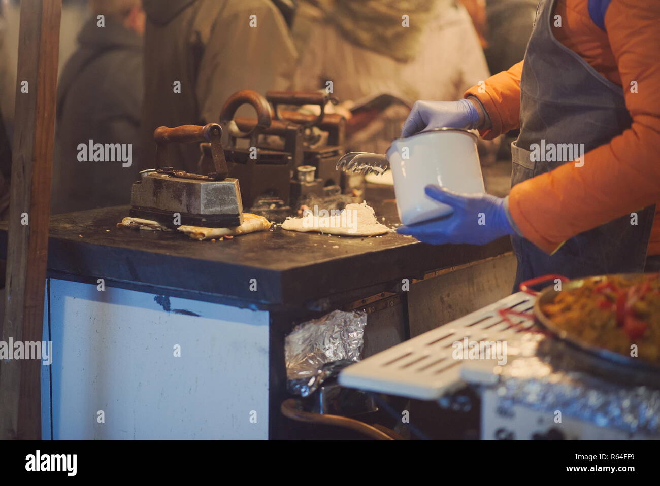 Rustic Fast Food Stand at Night Closeup Stock Photo - Alamy