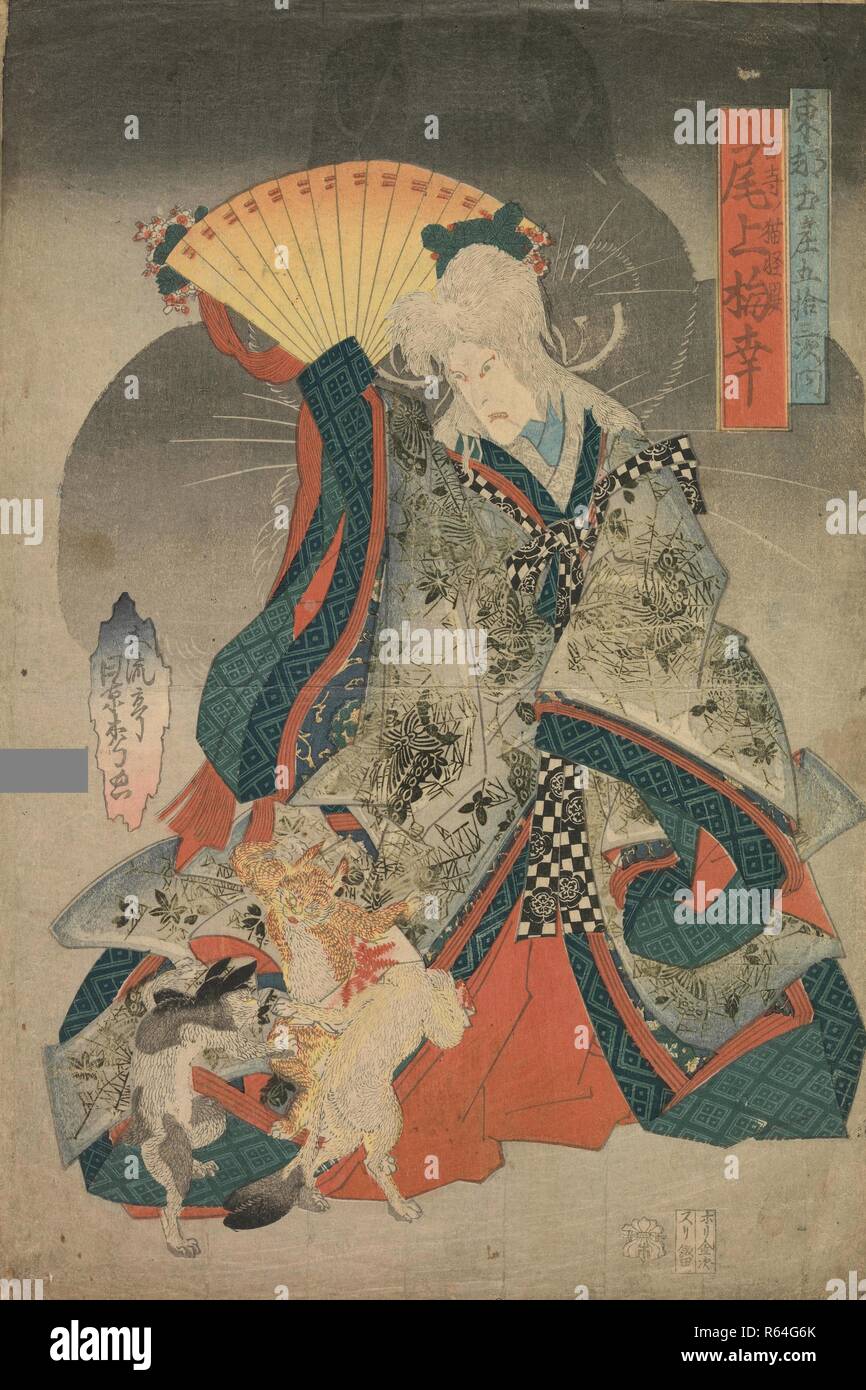 The Actor Onoe Baiko in the Role of the Witch Cat of the Old Temple ...