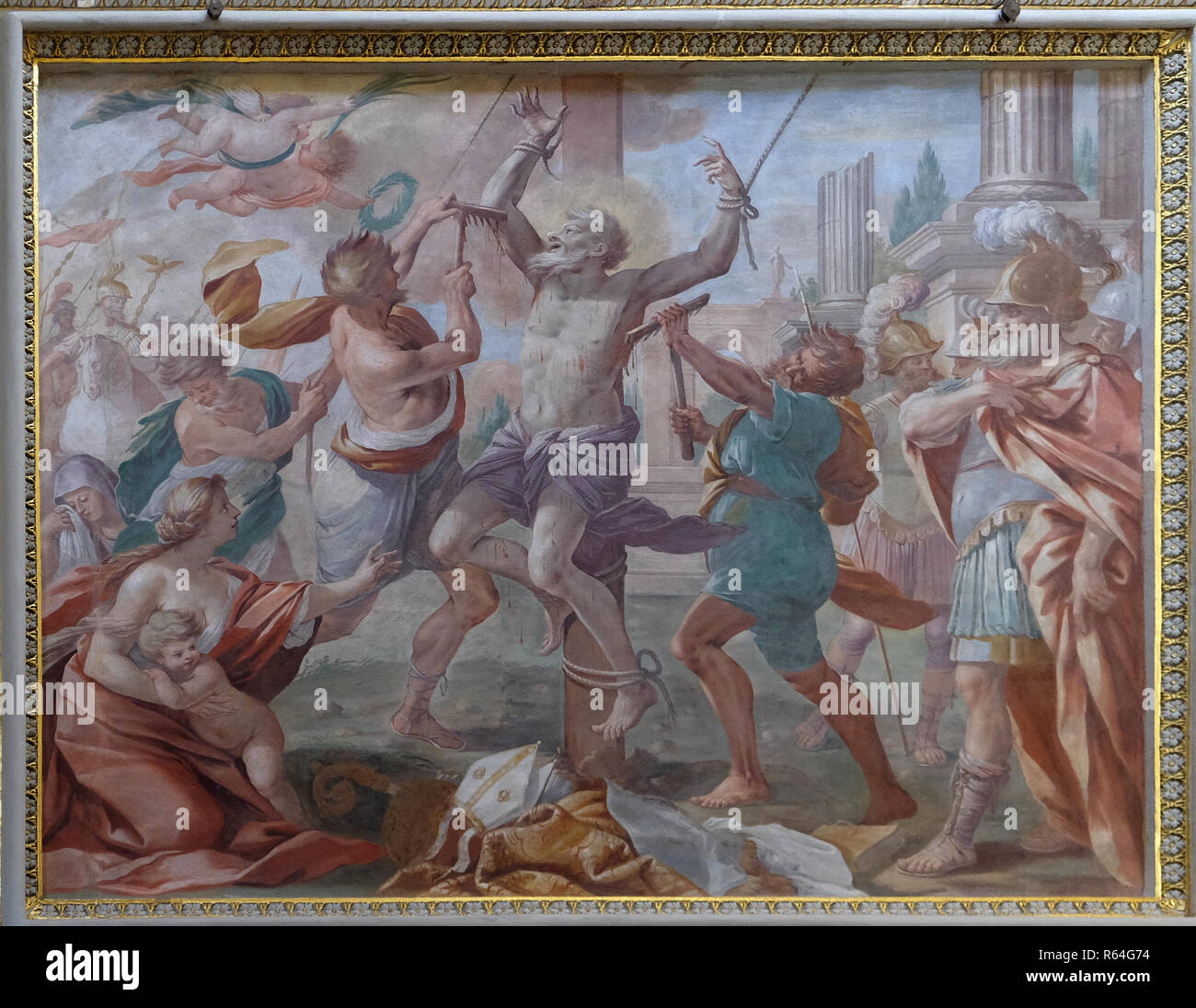 Martyrdom of St. Biagio by A. Casella, fresco in the Saint Roch church ...