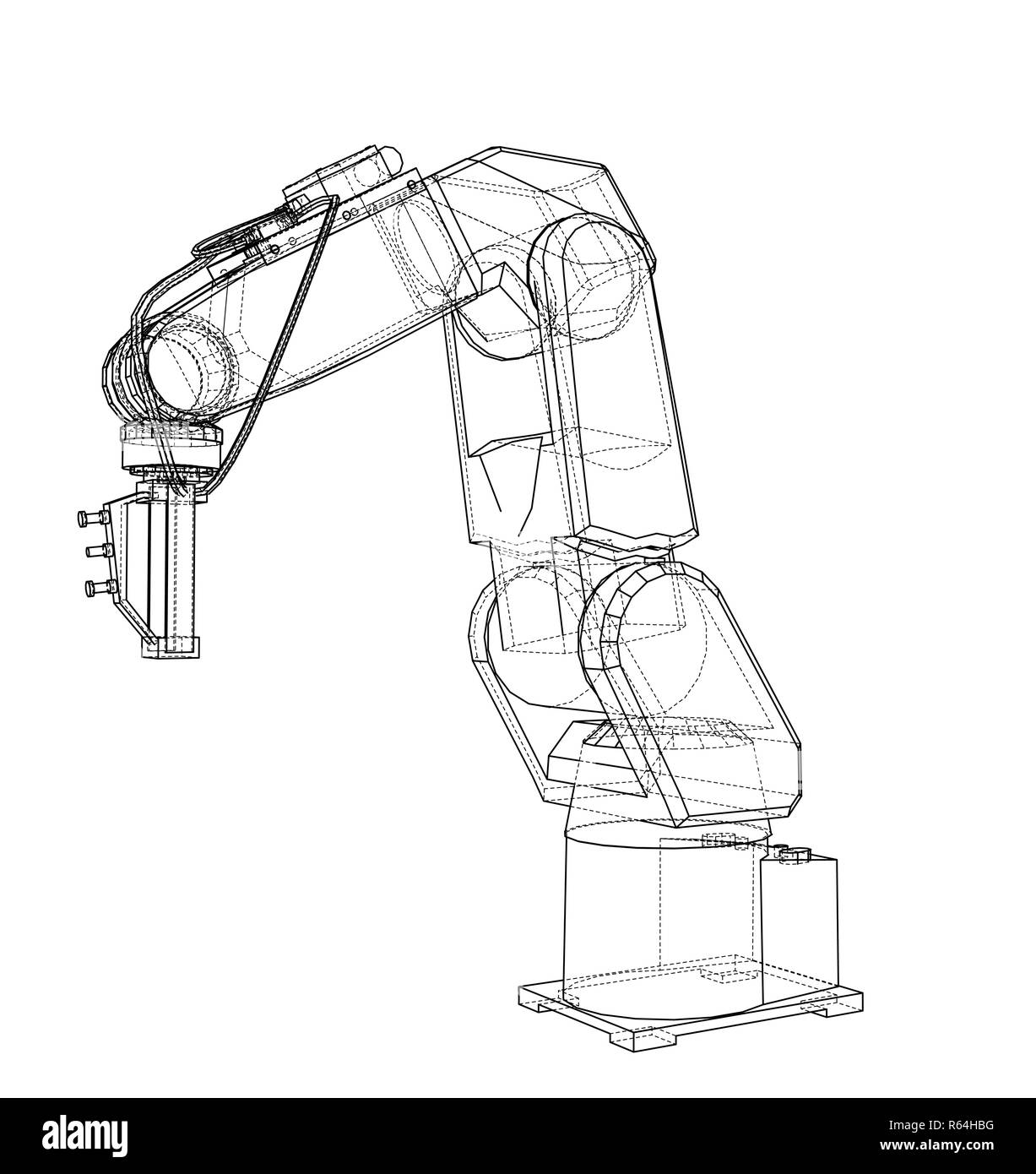 3D outline Robotic arm. 3d illustration. Wire-frame style Stock Photo ...