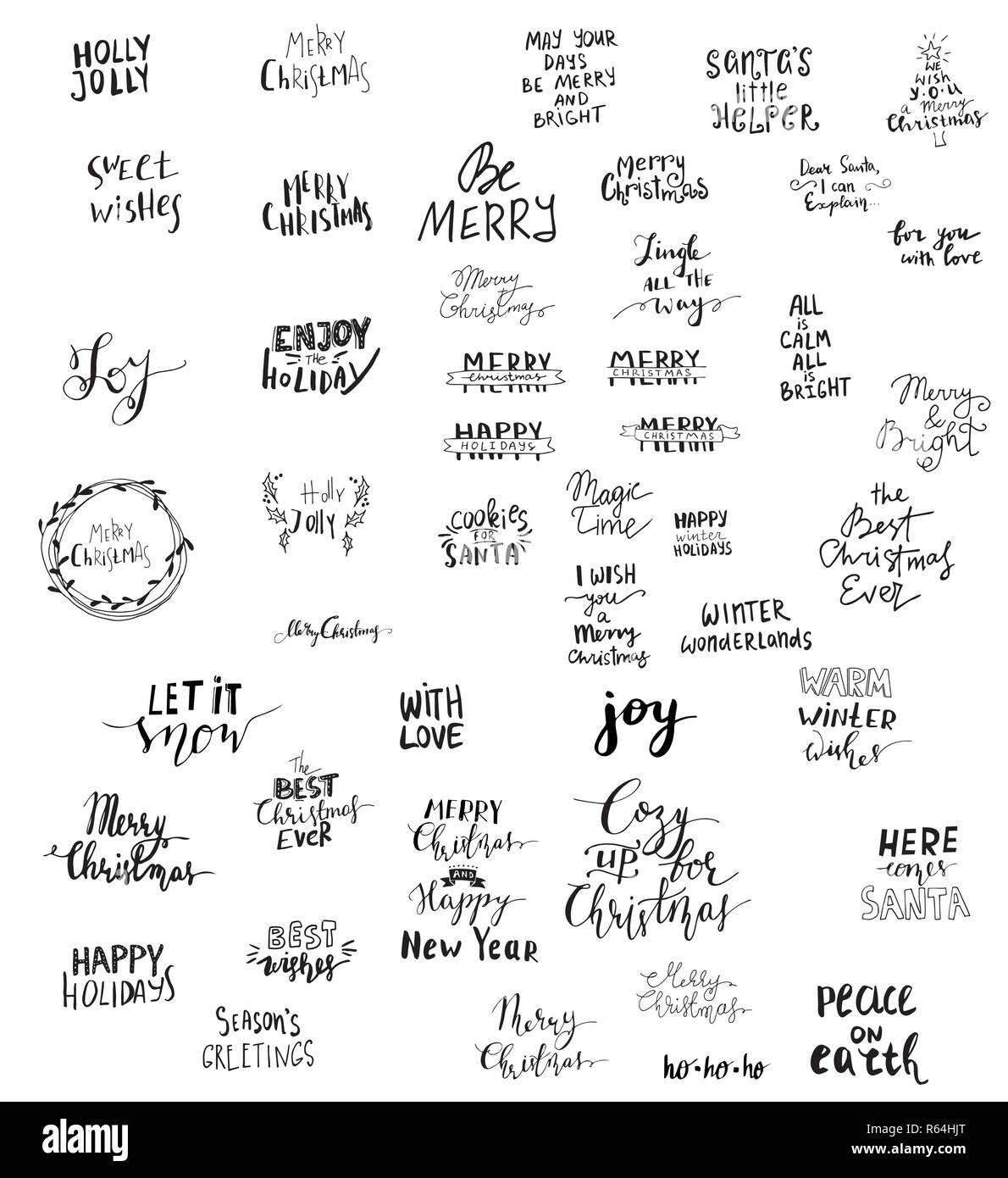 Set of Christmas lettering handwritten Stock Vector Image & Art - Alamy