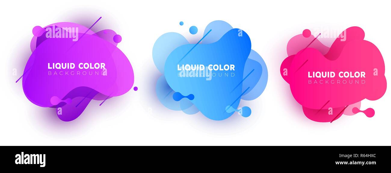 Set of plastic liquid gradient splashes. Vector design for covers ...