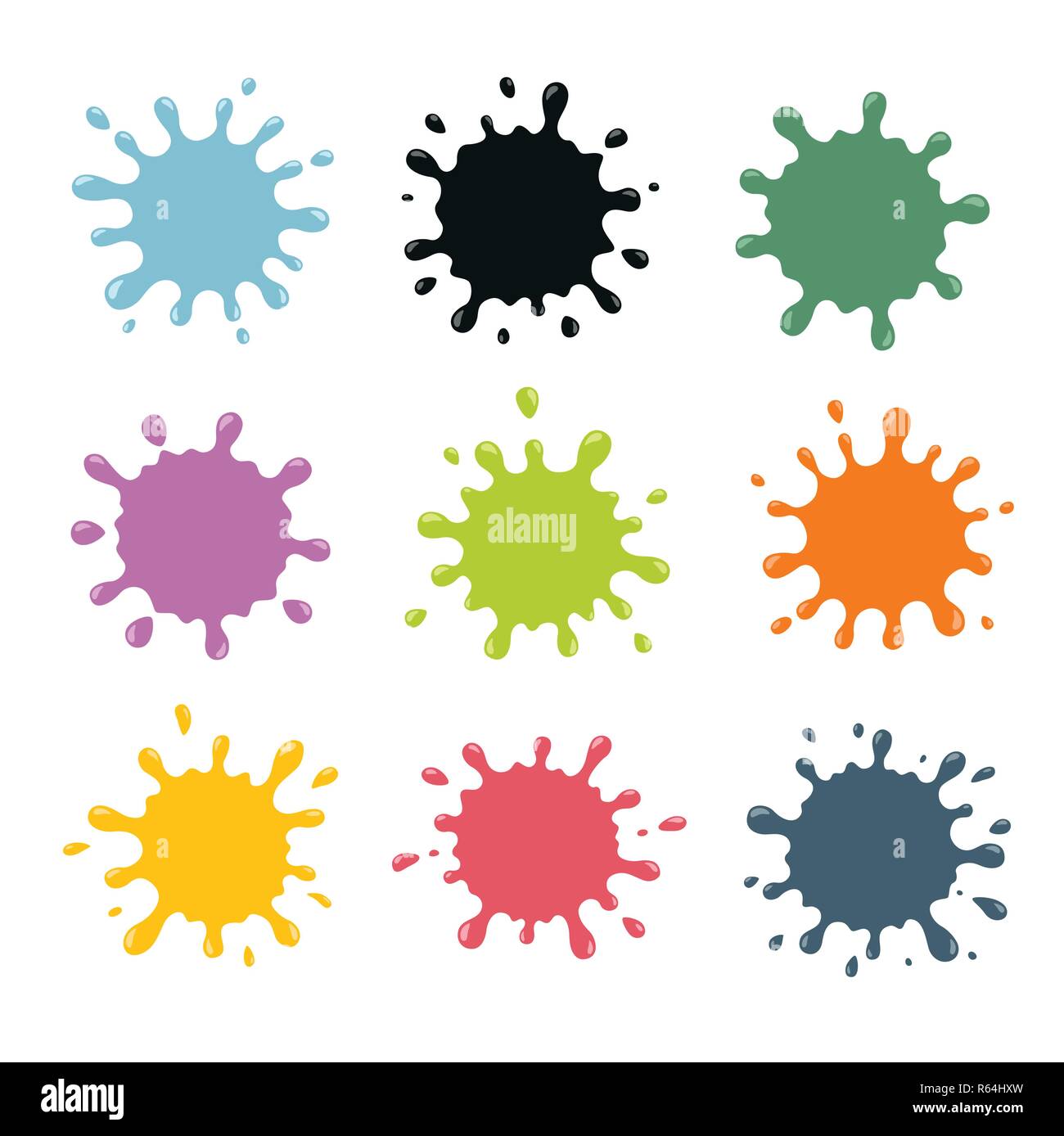 Vector set of colored blots on the white background. Blot concept Stock ...