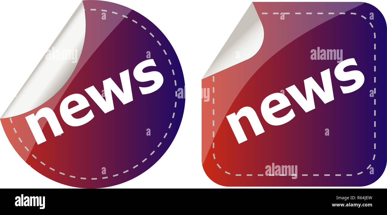 news stickers set, icon button isolated on white Stock Photo - Alamy