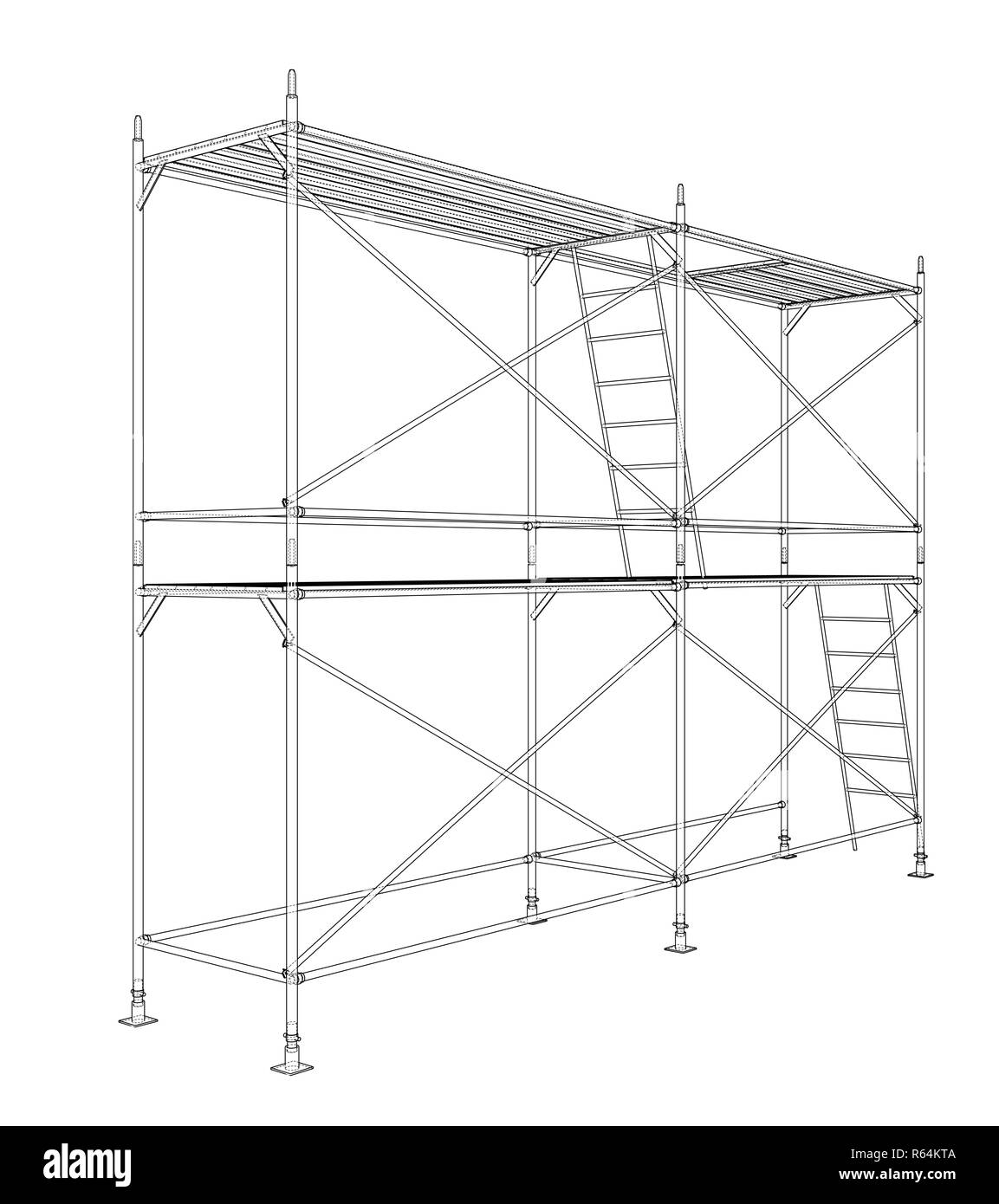 3D outline scaffold. 3d illustration. Wire-frame style Stock Photo - Alamy