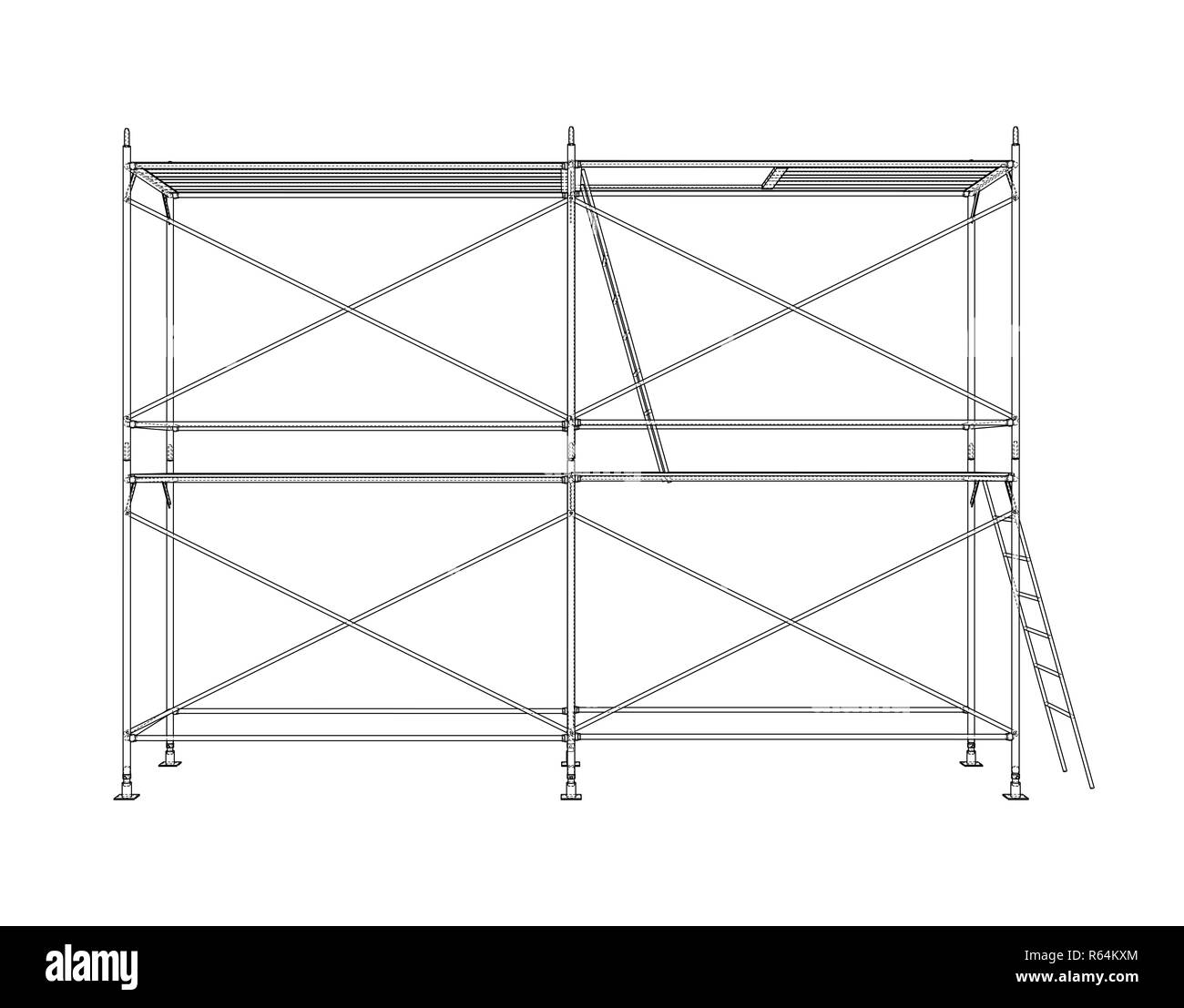 3D outline scaffold. 3d illustration. Wire-frame style Stock Photo - Alamy