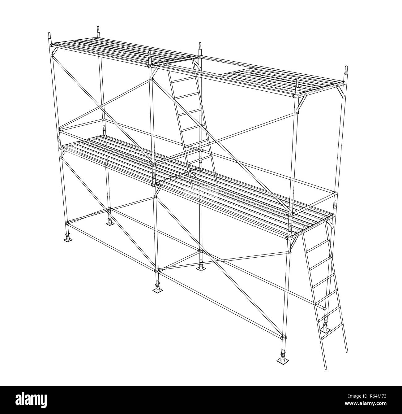3D outline scaffold. 3d illustration. Wire-frame style Stock Photo - Alamy