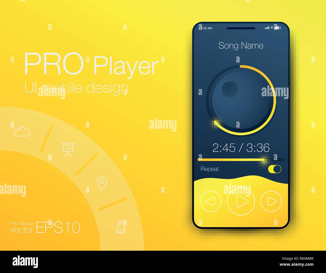 UI audio player templates templates in vector with design elements ...