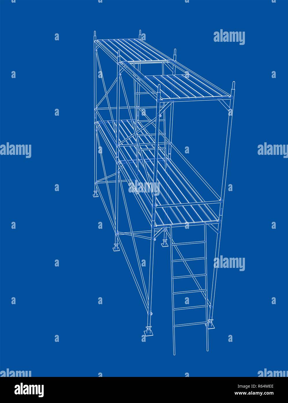 3D outline scaffold. 3d illustration. Wire-frame style Stock Photo - Alamy