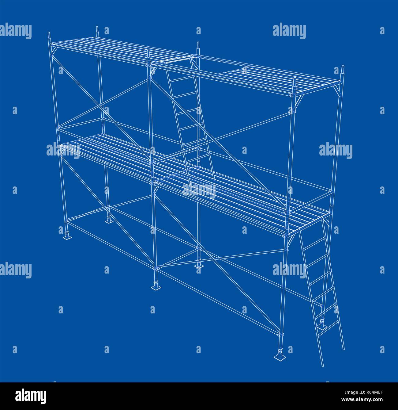 3D outline scaffold. 3d illustration. Wire-frame style Stock Photo - Alamy