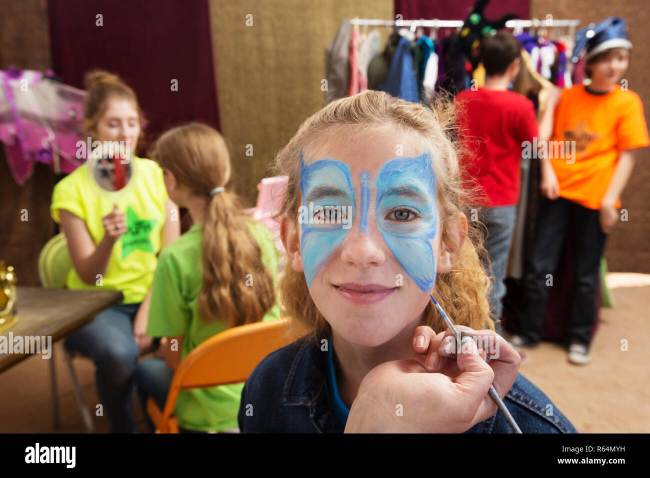 First person view of girl with face paint Stock Photo - Alamy