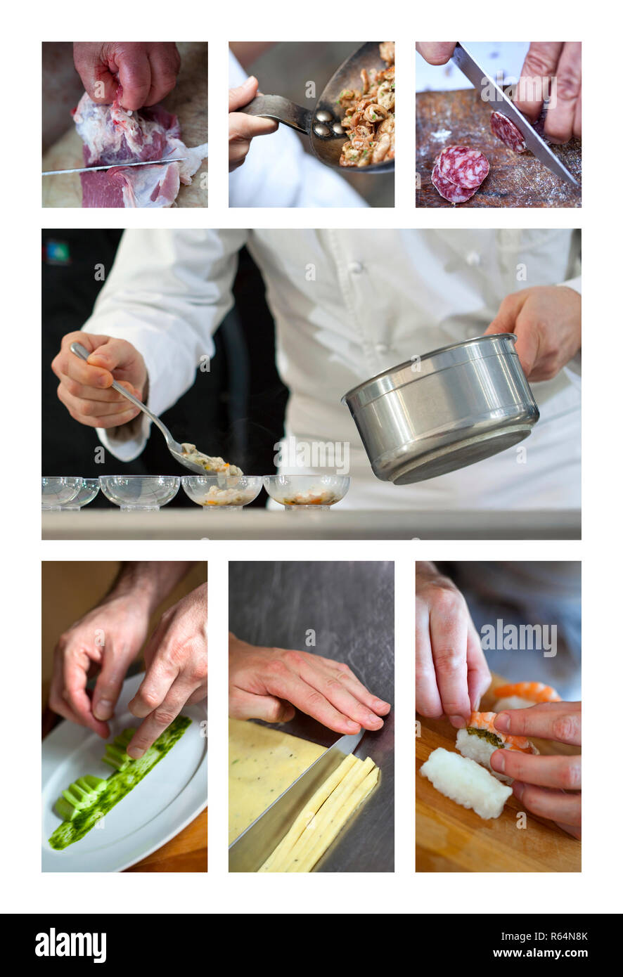 Cooking on a collage Stock Photo - Alamy
