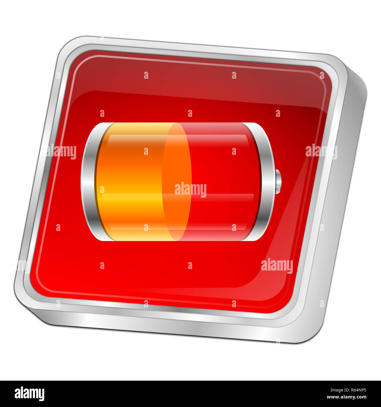red orange Battery Button - 3D illustration Stock Photo - Alamy