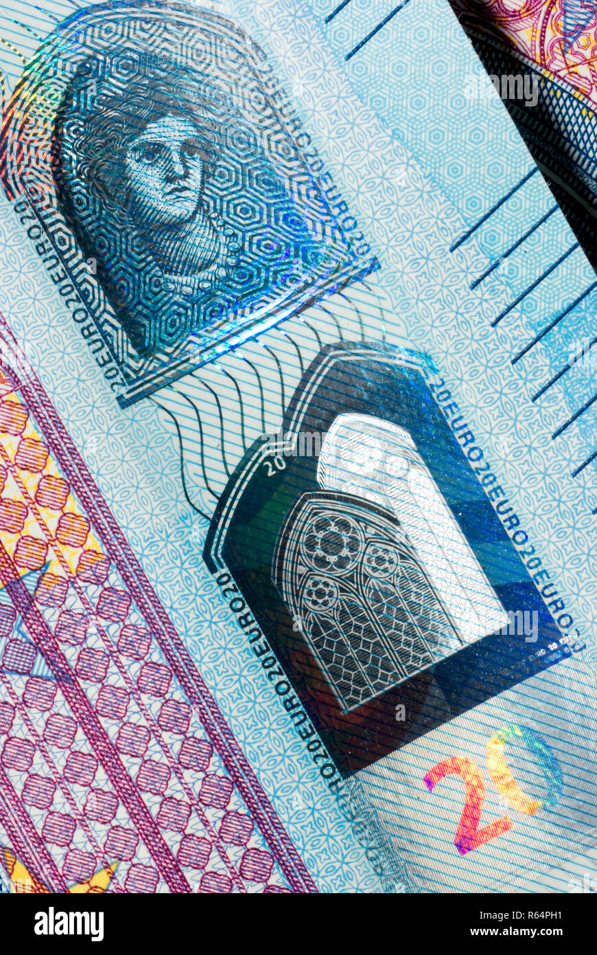 Hologram on 20 Euro Note Stock Photo - Alamy