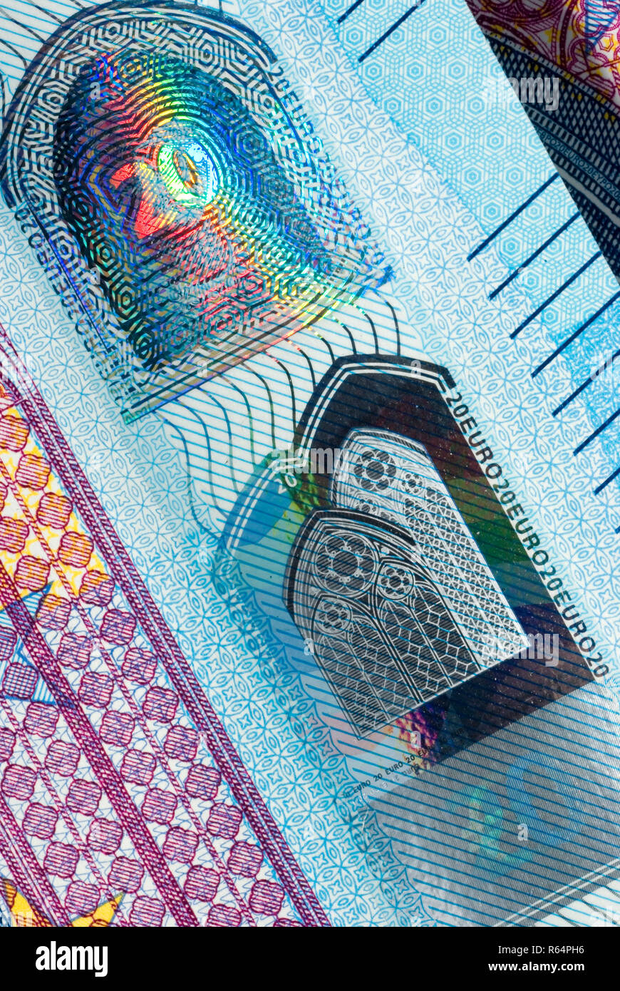 Hologram on 20 Euro Note Stock Photo - Alamy