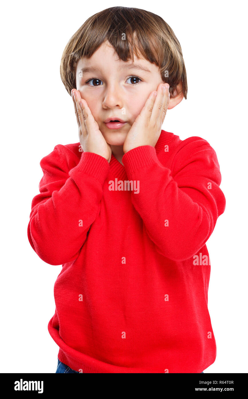 child boy scared worry astonished horror portrait cut out isolated ...