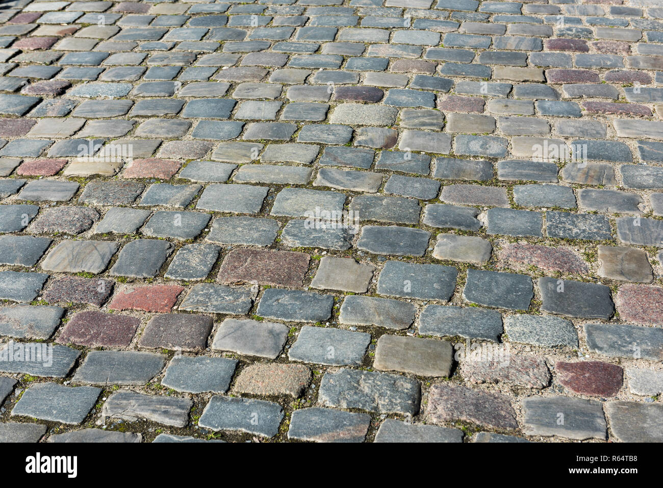 Colored Cobblestone pavement in summer Stock Photo - Alamy
