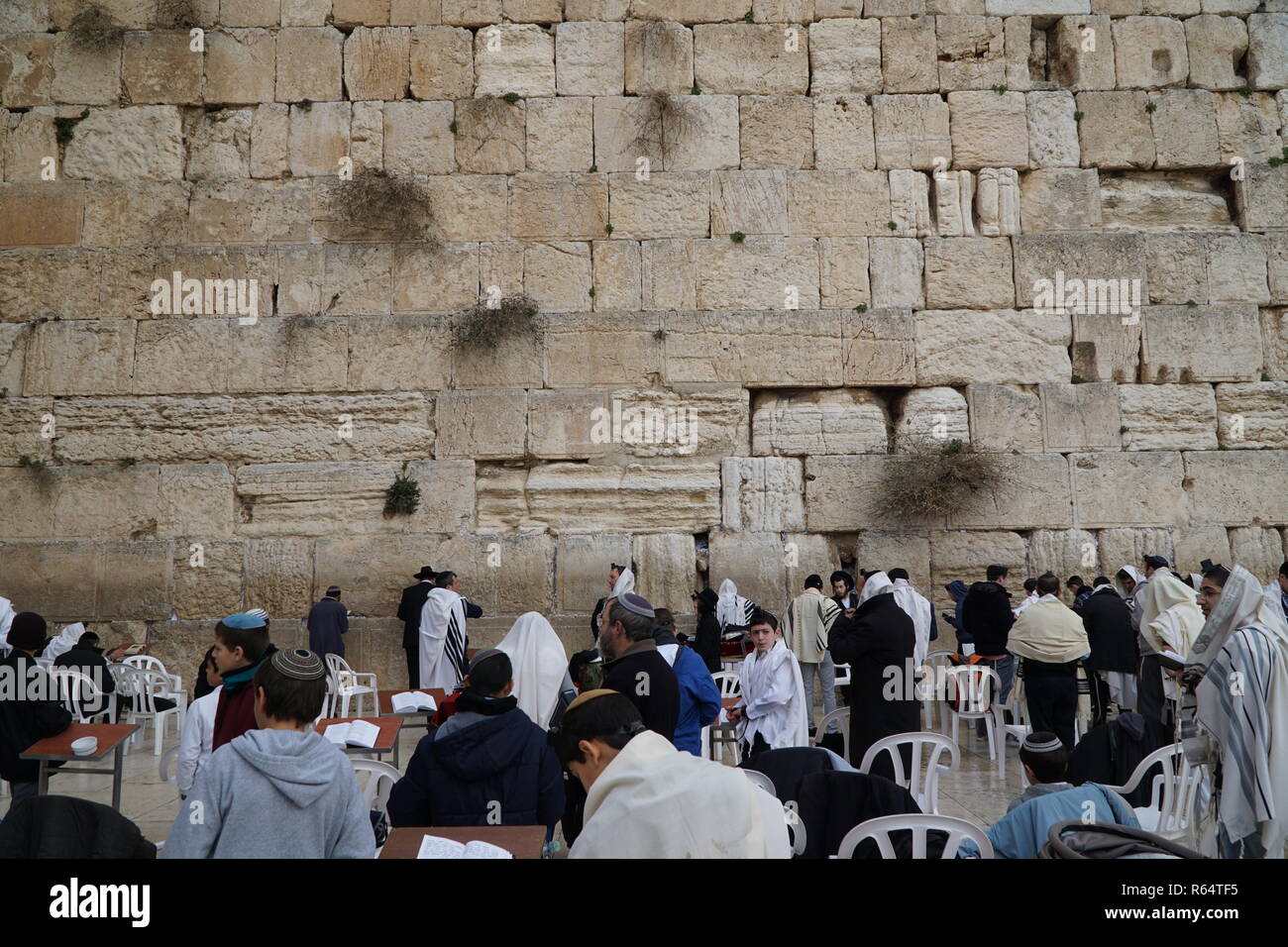Jewish prayer area at the Western Wall (Wailing Wall or Kotel ...