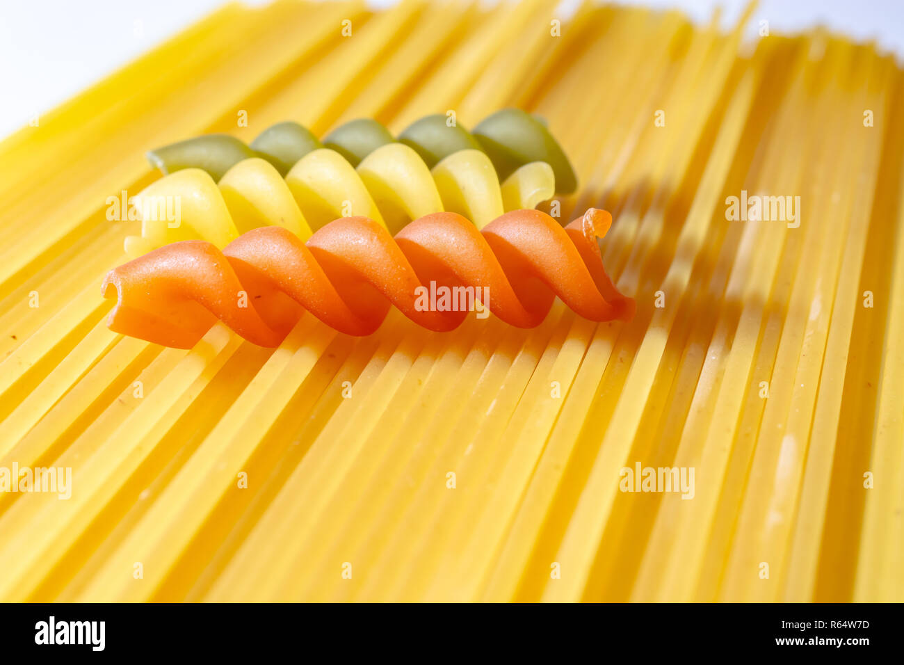 Uncooked fusilli spiral pasta Stock Photo - Alamy