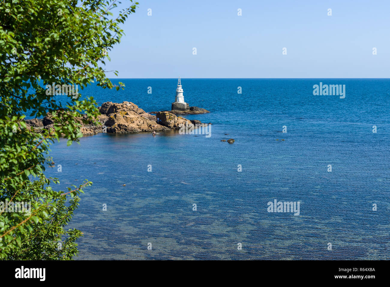 A lighthouse on the rocks. Black Sea. Ahtopol. Bulgaria Stock Photo - Alamy