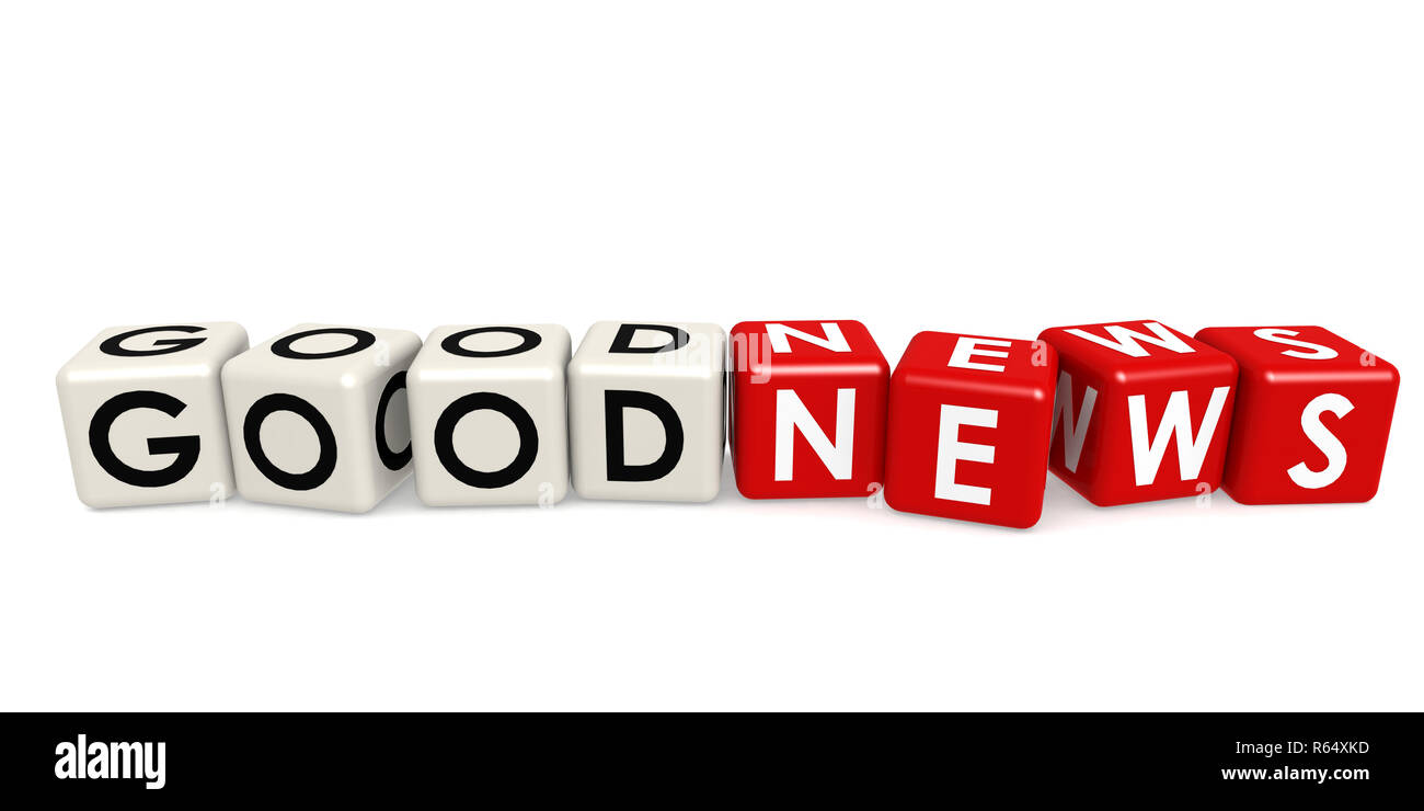 Red and white cube with good news word Stock Photo - Alamy
