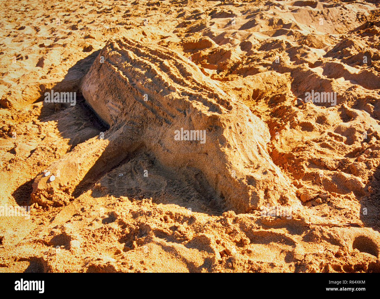 Sand crocodile sculpture on the beach Stock Photo - Alamy