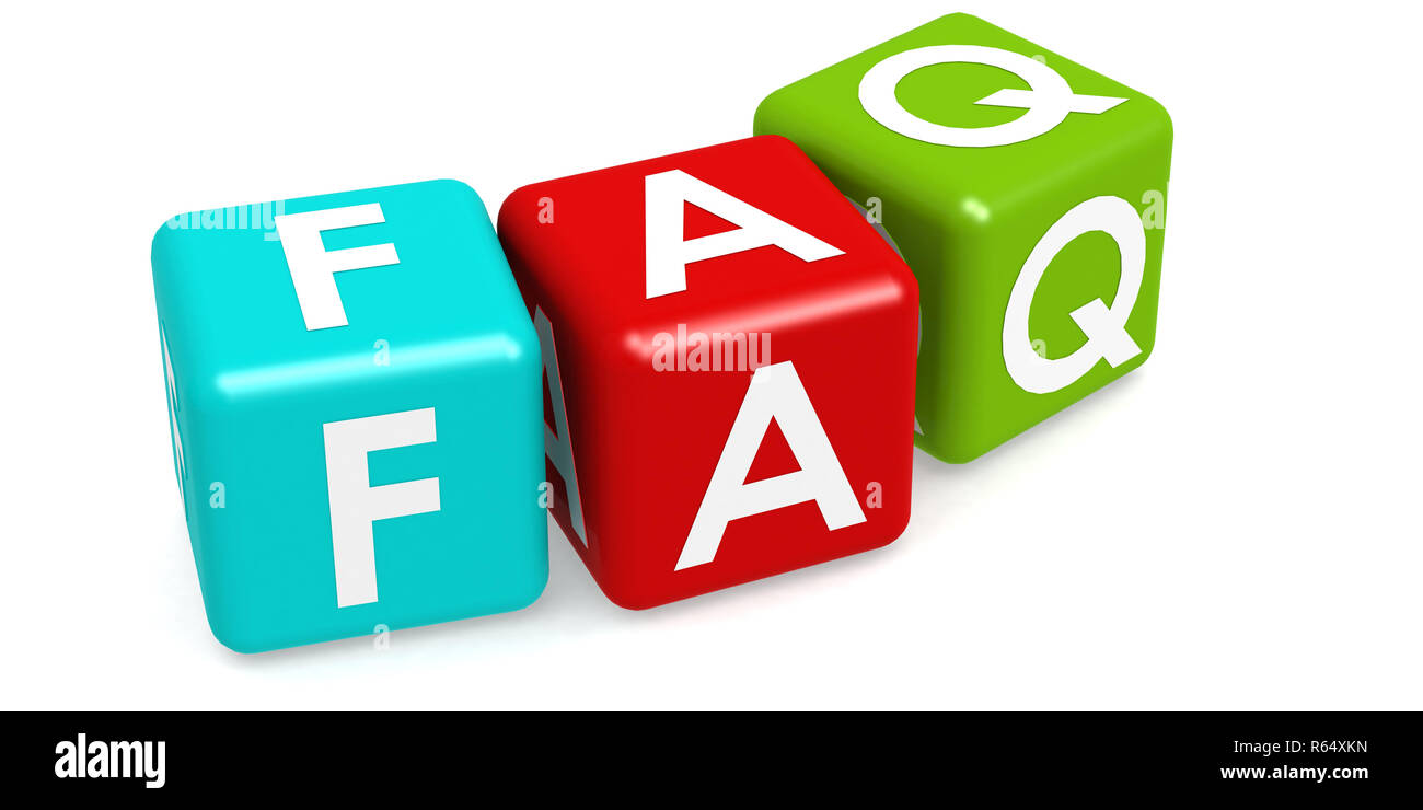 Colorful cube with FAQ word Stock Photo - Alamy