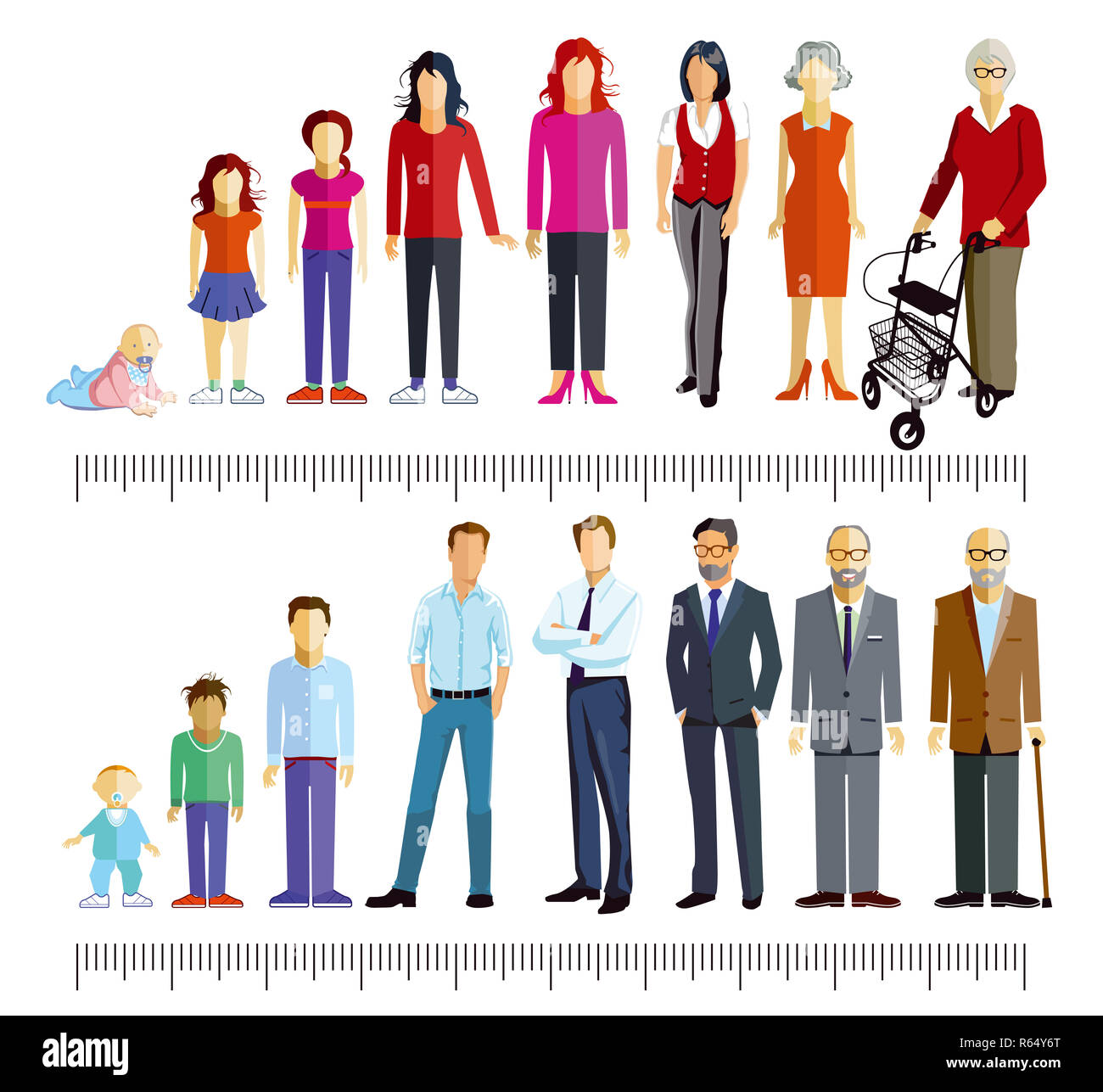 generations stand together illustration Stock Photo - Alamy