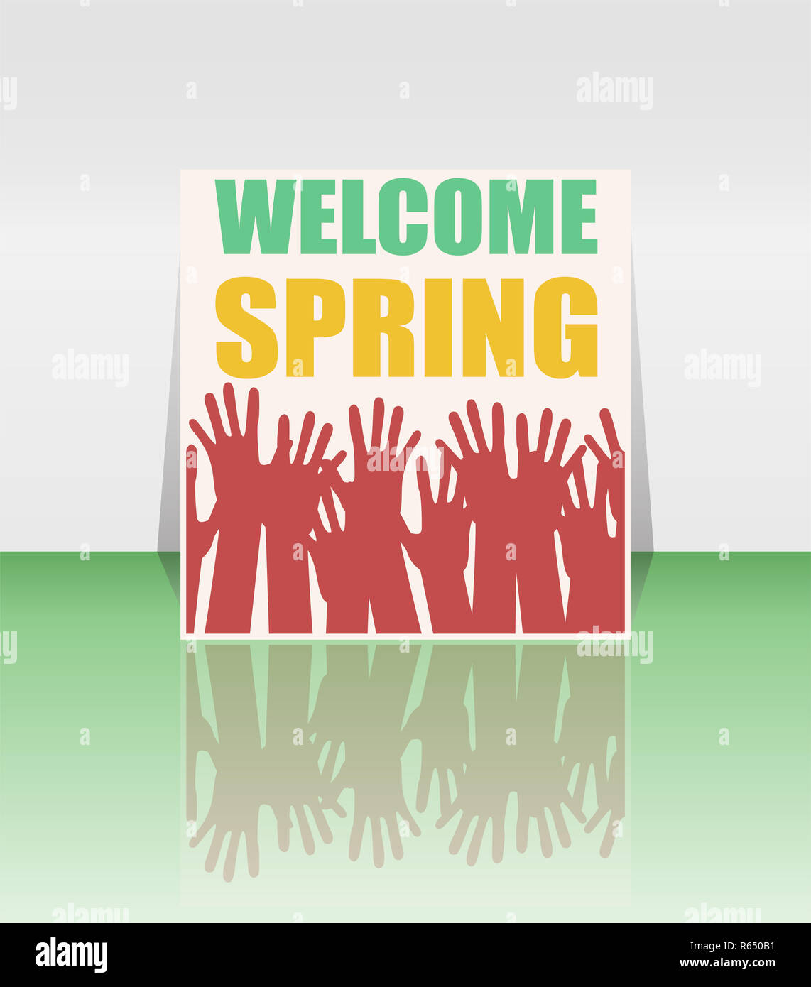 Welcome spring words on holiday card Stock Photo - Alamy