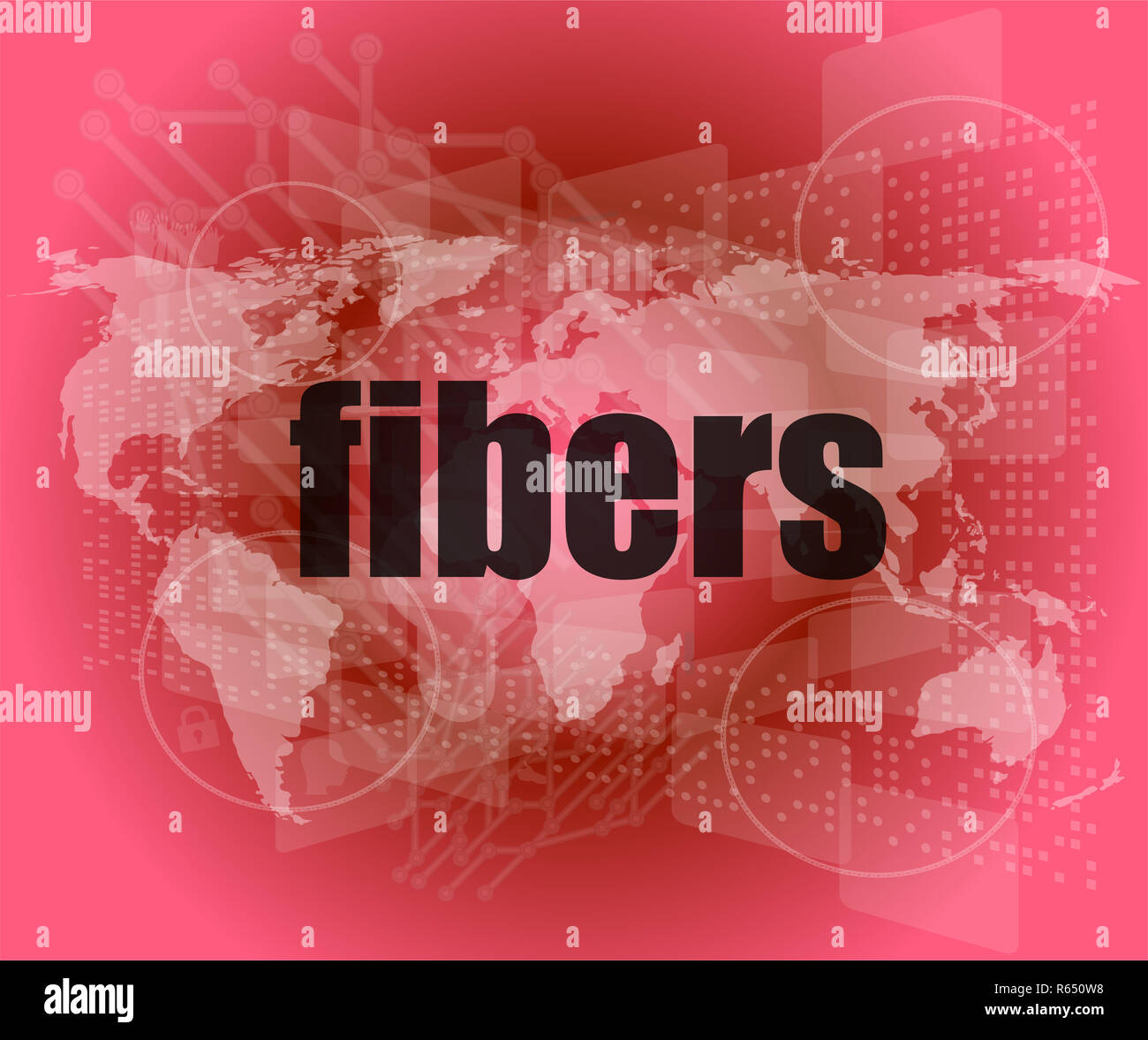 fibers word on digital screen, mission control interface hi technology ...