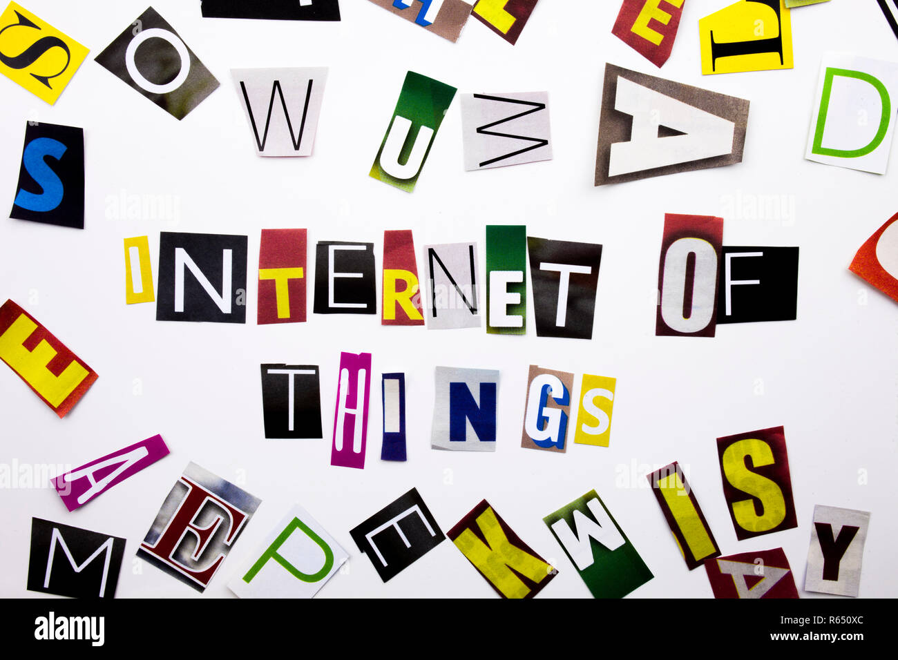 A word writing text showing concept of Internet Of Things made of ...