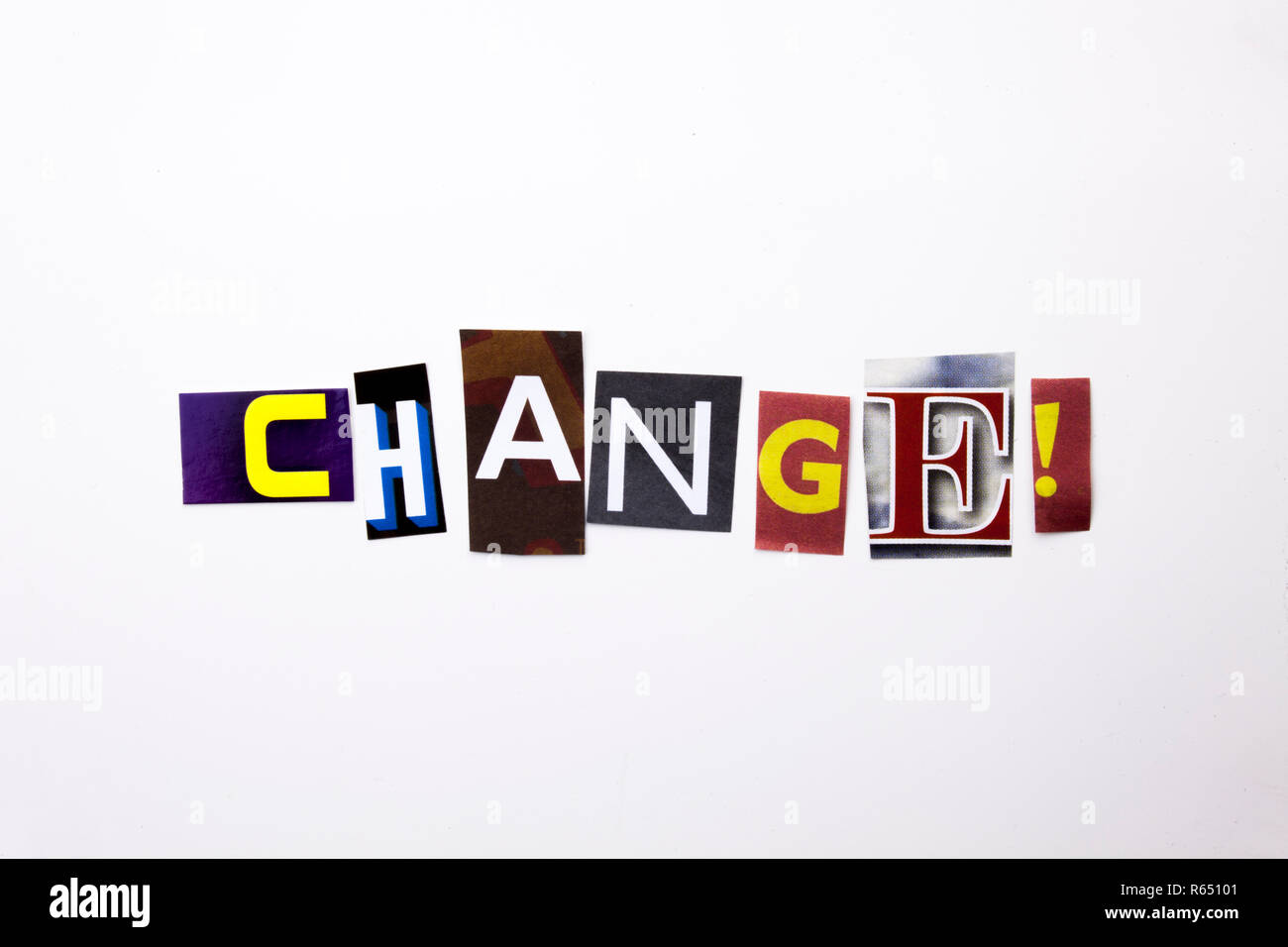 A word writing text showing concept of Change made of different ...