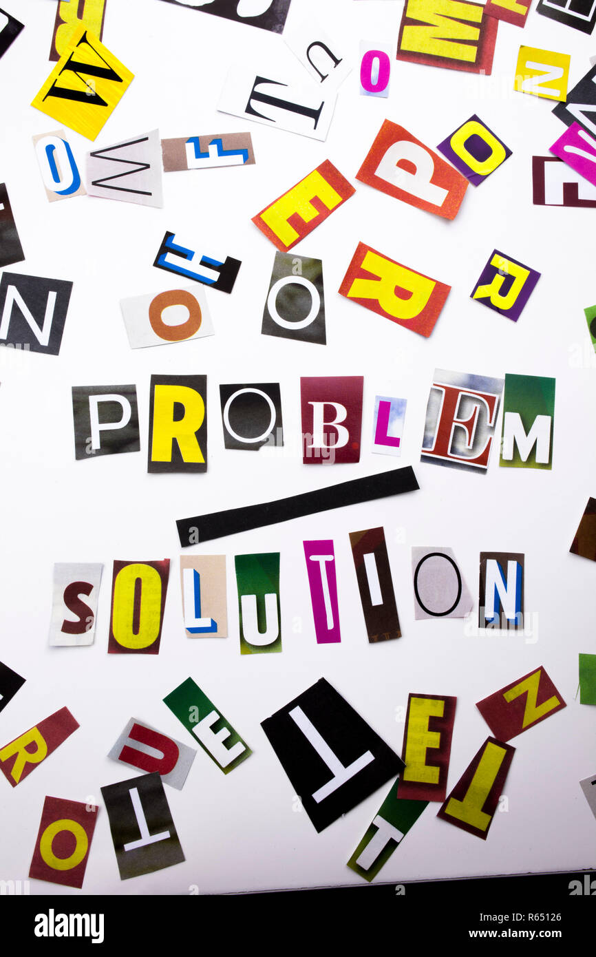 A word writing text showing concept of Problem Solution made of ...