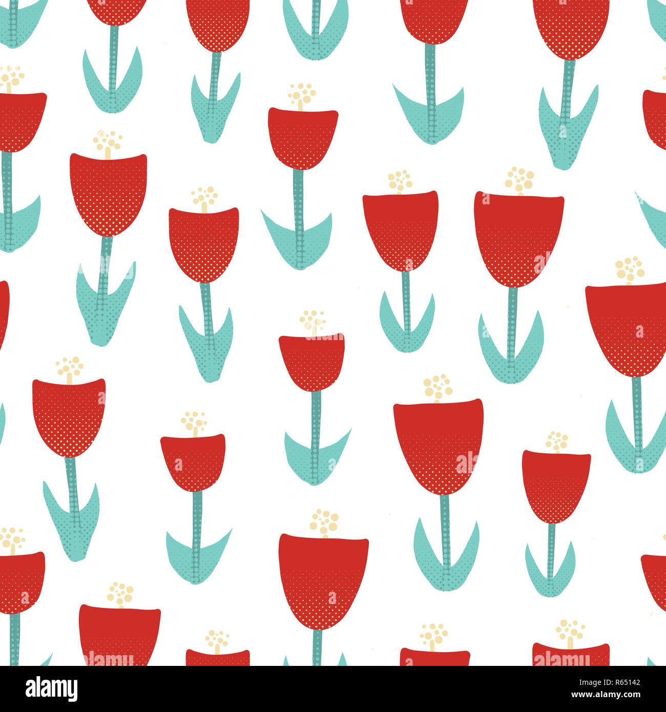 Red tulip flowers illustration seamless vector Stock Vector Image & Art ...