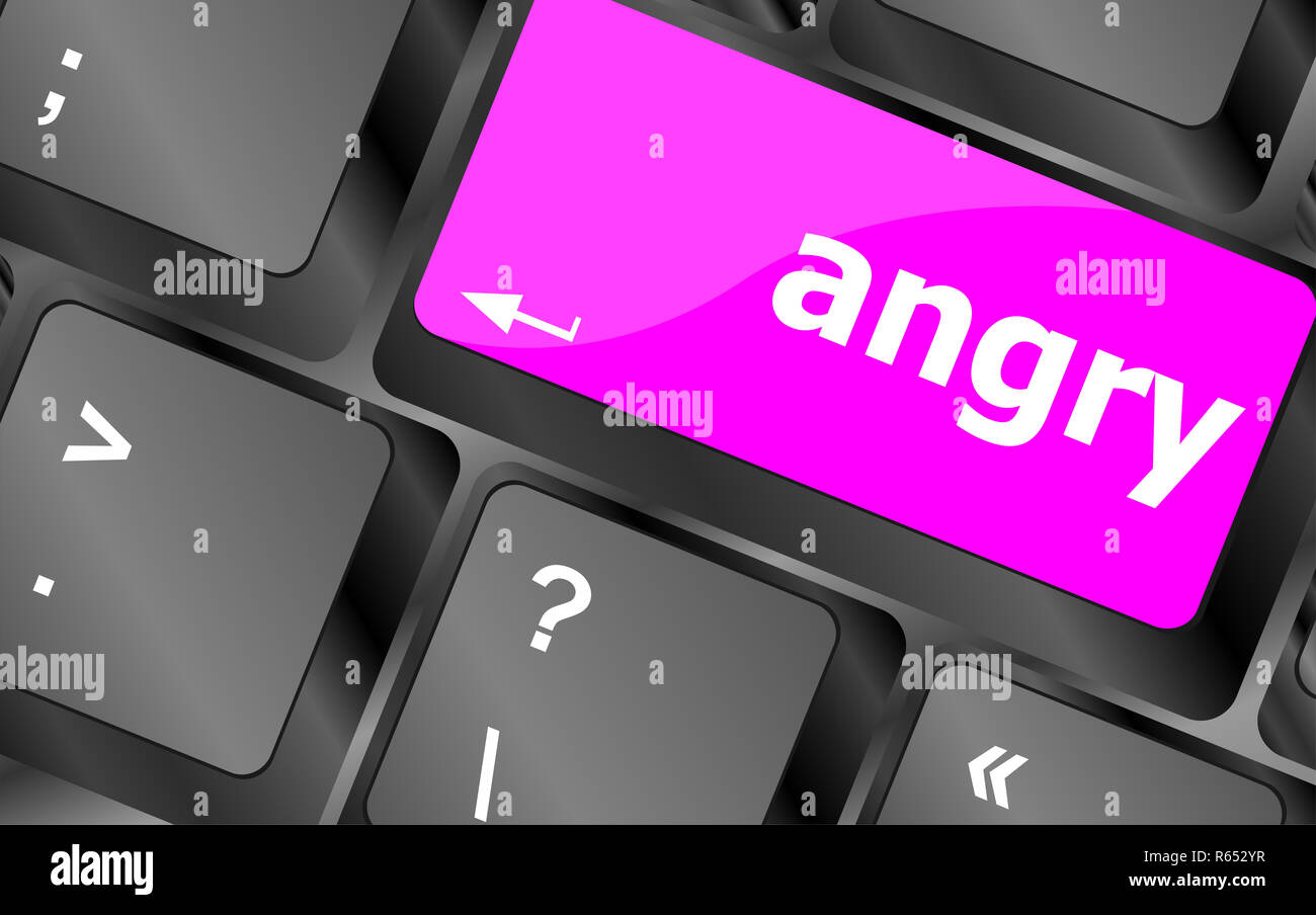 Keyboard with Enter button, angry word on it Stock Photo - Alamy