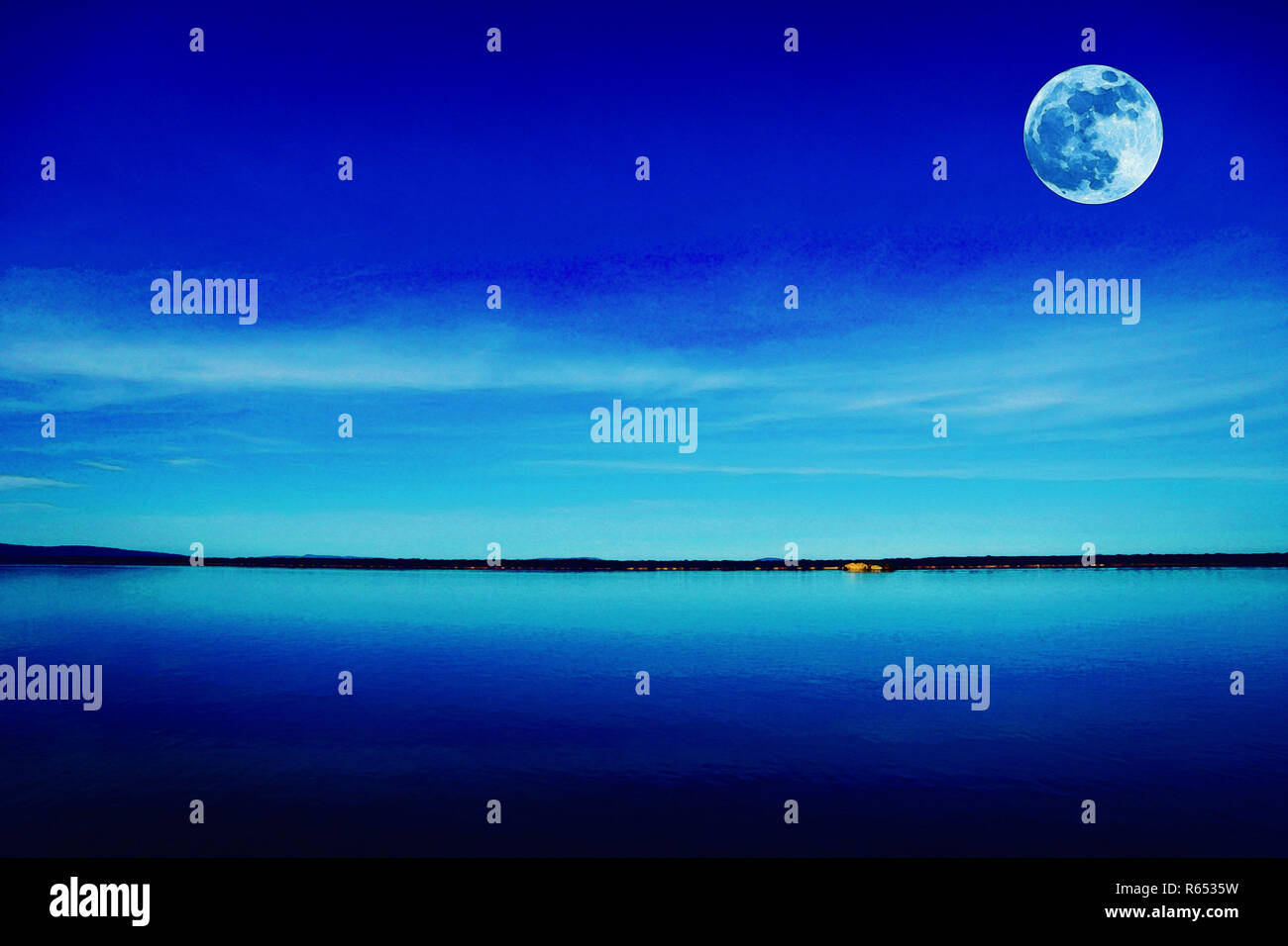 Full moon over water fall hi-res stock photography and images - Alamy