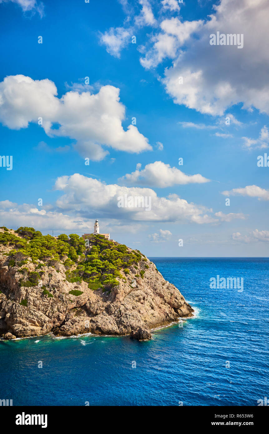 Capdepera Lighthouse on a beautiful day, Mallorca, Spain Stock Photo ...