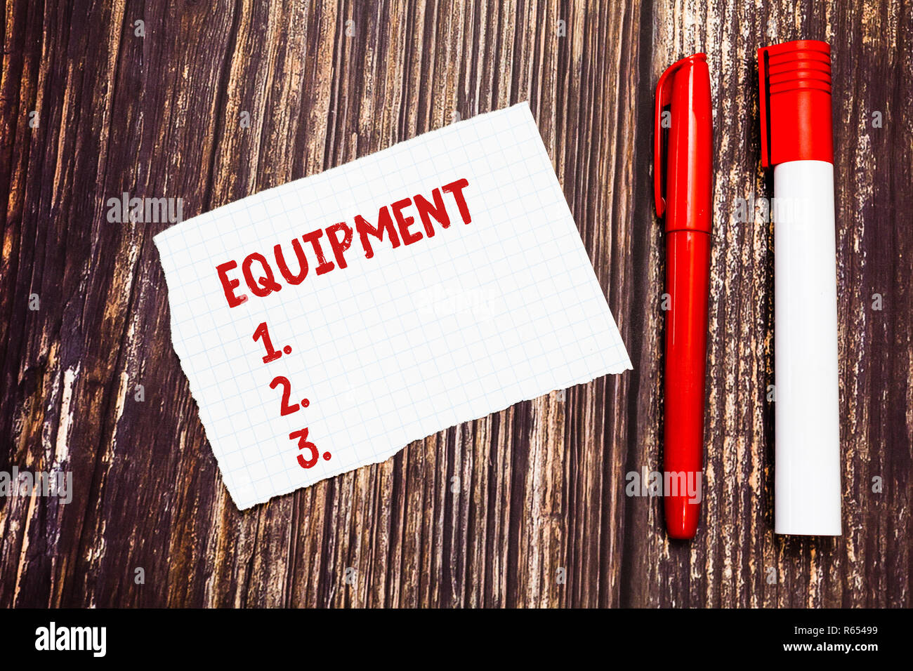 Handwriting text Equipment. Concept meaning necessary items for ...