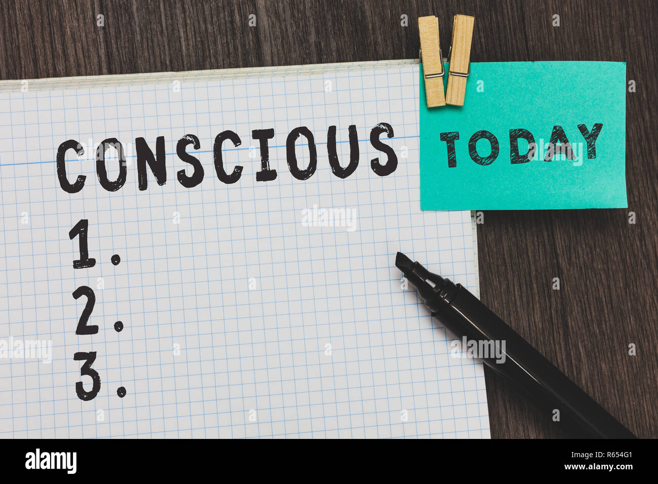 Writing note showing Conscious. Business photo showcasing aware of and ...