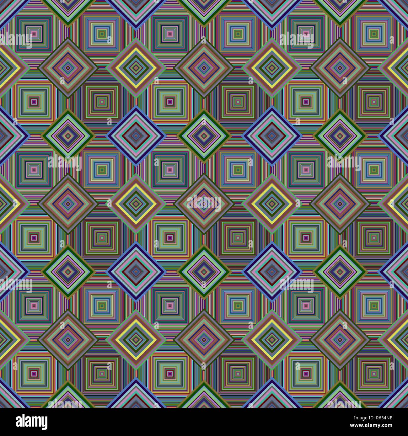 Colorful geometric diagonal square tile mosaic pattern background - seamless illustration Stock ...