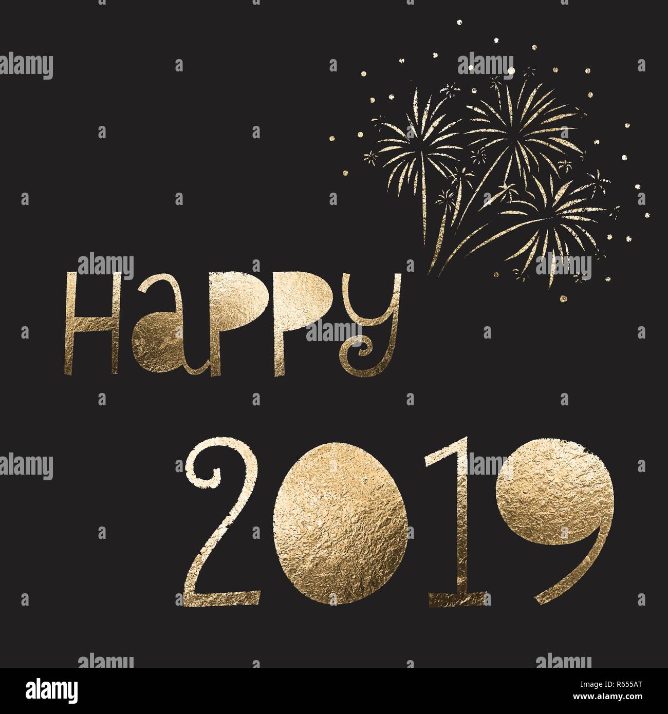 Happy 2019 New Year gold foil vector illustration Stock Vector Image ...